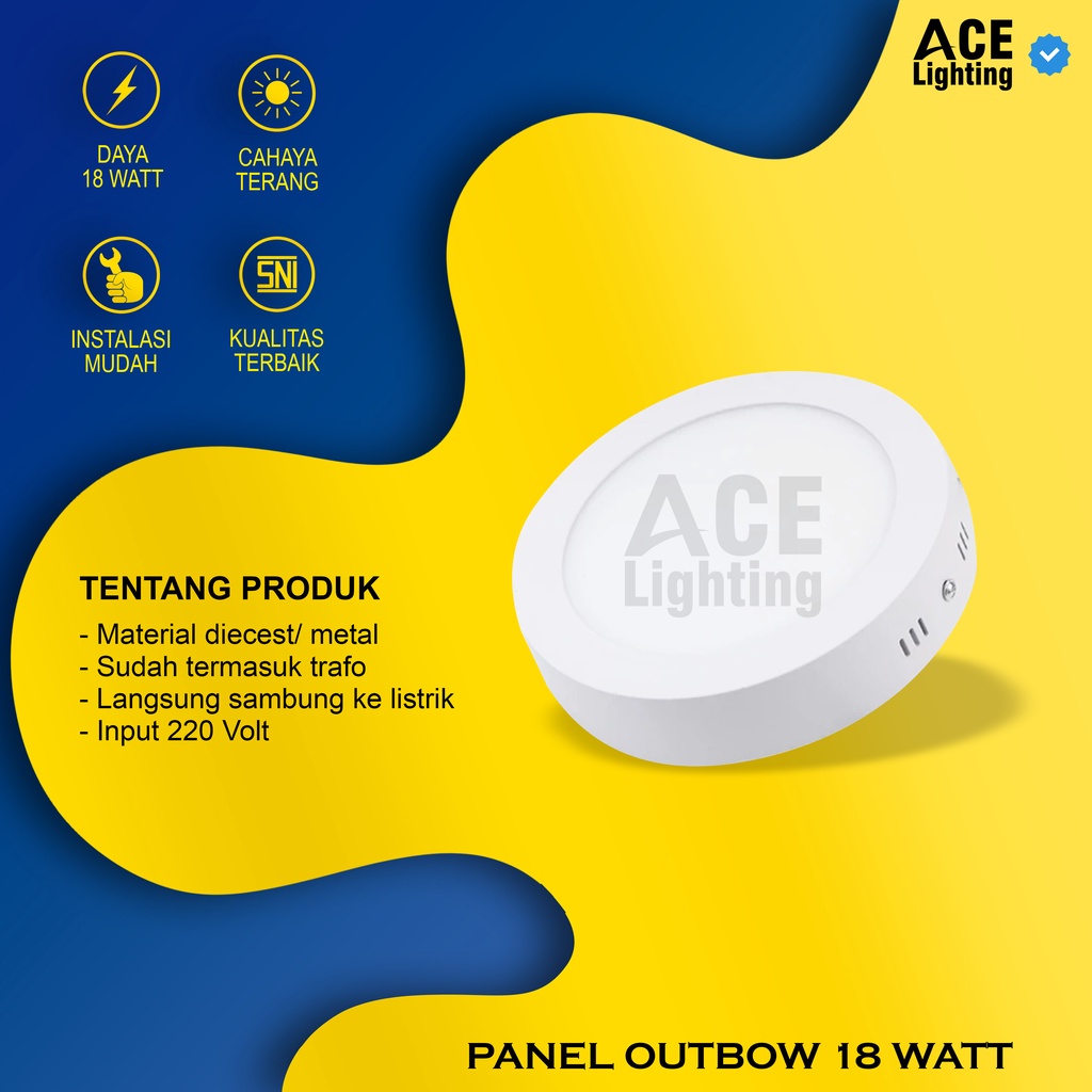 Jual Lampu plafon downlight 18 watt panel led outbow downlight 18 watt ...
