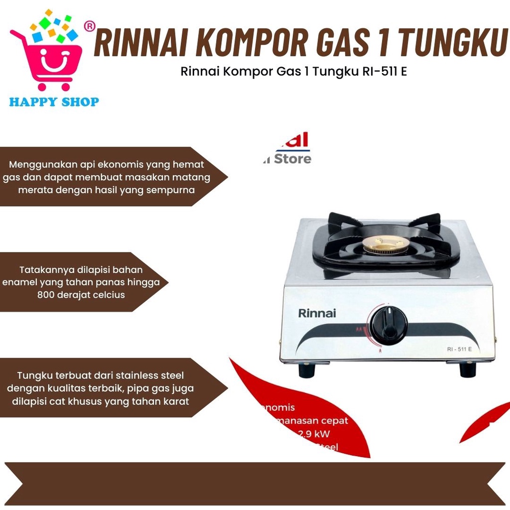 Jual Rinnai Kompor Gas 1 Tungku RI-511 E | Shopee Indonesia