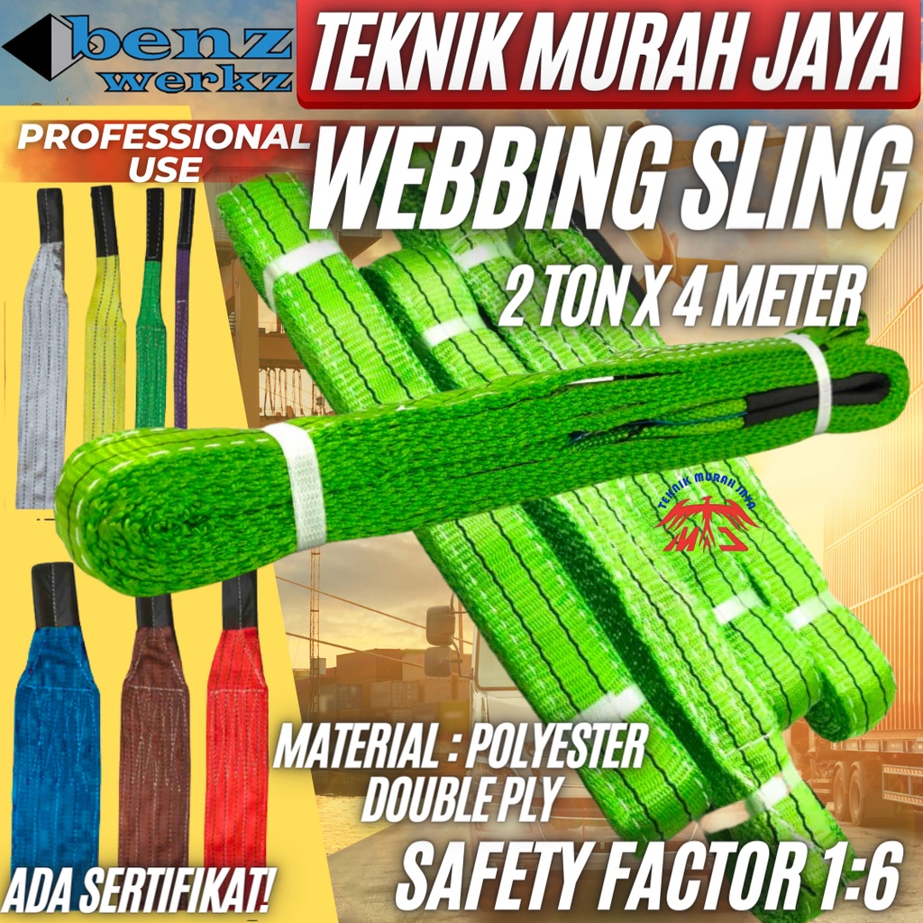 Jual BENZ Webbing Sling 2 Ton X 4 Meter Webing Lifting Belt Double Ply ...