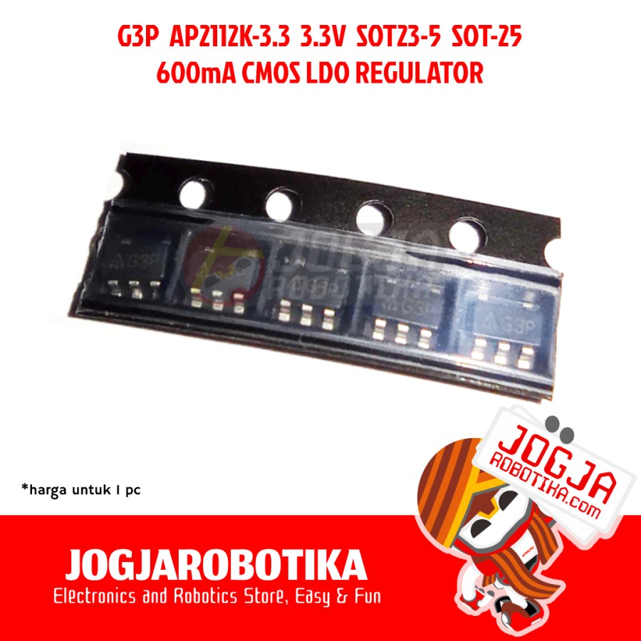 Jual G3P AP2112K-3.3 3.3V SOT-23-5 SOT-25 600MA CMOS LDO REGULATOR | Shopee Indonesia