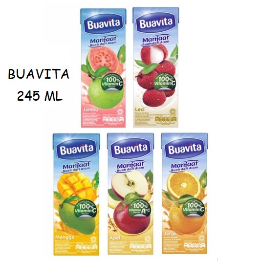 Jual Buavita Juice Jus Rasa Buah Mango Mangga Lychee leci Apple apel Jambu Guava Orange 245 ML ...