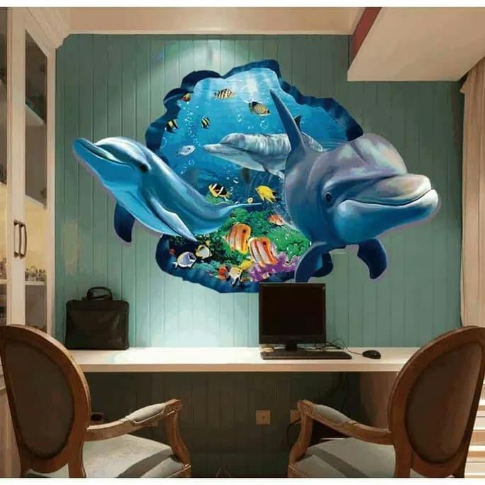 Jual Sticker Dinding 3D / Sticker Lantai 3D Dolphin | Shopee Indonesia
