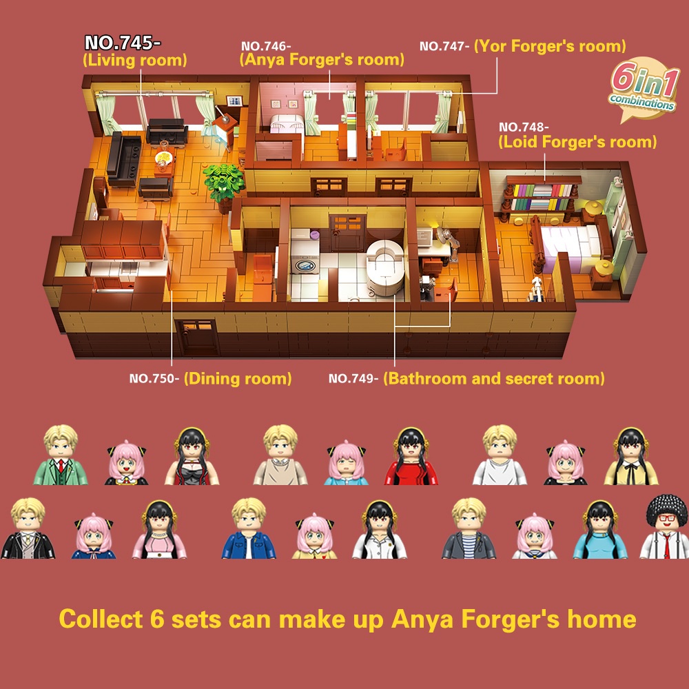 Jual Spy X Family Room Anime Figure Loid Anya Yor Forger Brick | Shopee ...