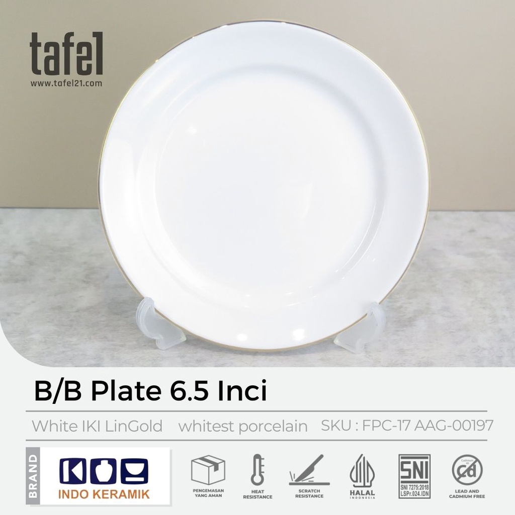 Jual INDO KERAMIK Piring BB Plate Lis Emas HORECA 17 cm | Shopee Indonesia