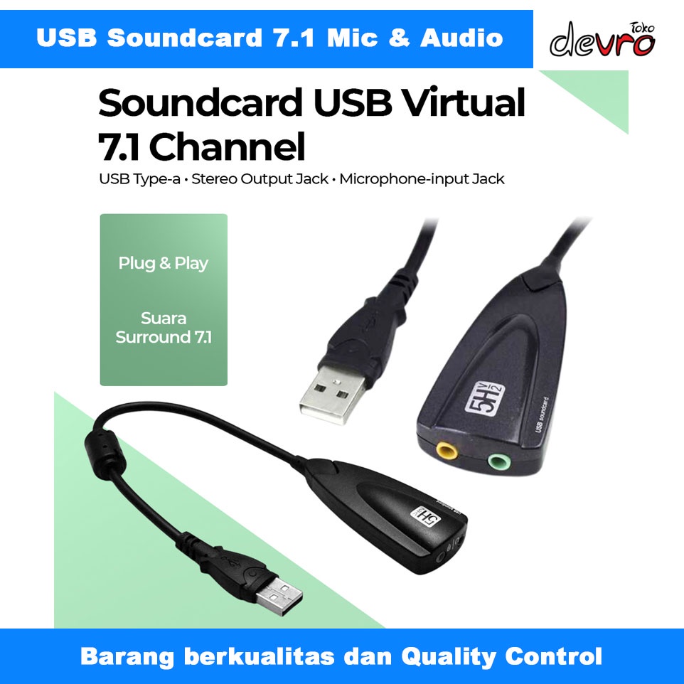 Jual USB Sound Card - Sound Card USB Virtual 7.1 Channel dengan Chipset China Soundcard - 5Hv2 ...