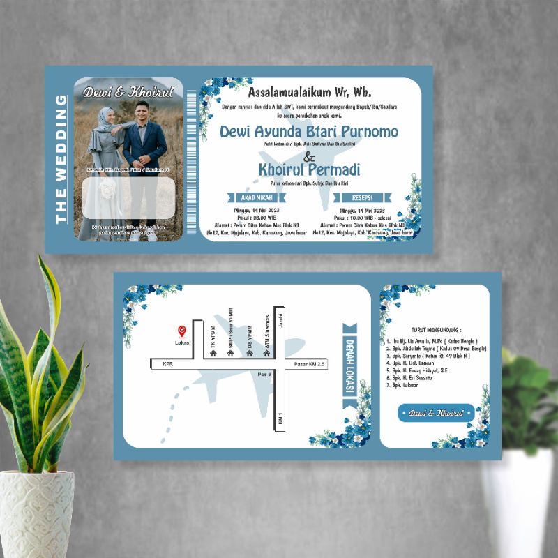 Jual UNDANGAN PERNIKAHAN 1 LEMBAR FREE PLASTIK, BARCODE, DENAH DAN FOTO ...