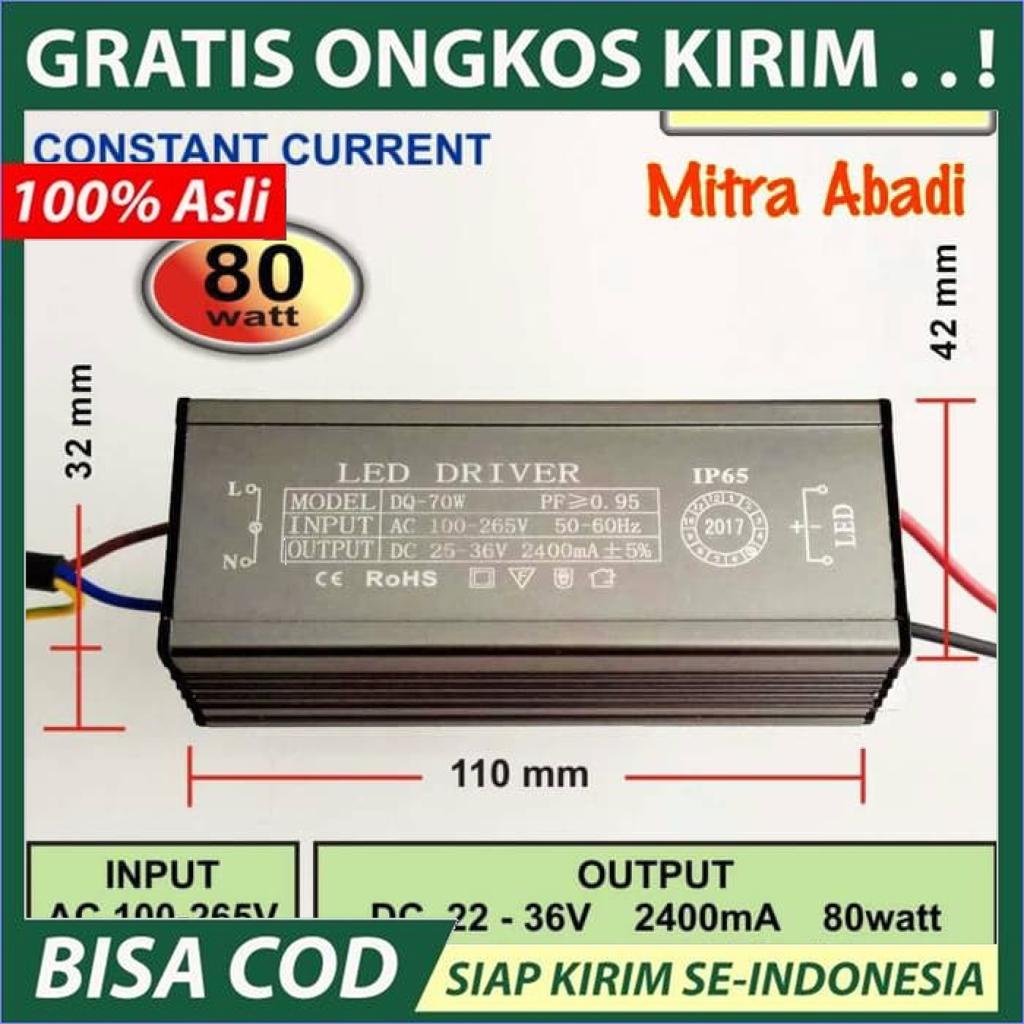 Jual LED Driver 80 Watt 2400 mA Casing Besi WATERPROOF | Shopee Indonesia