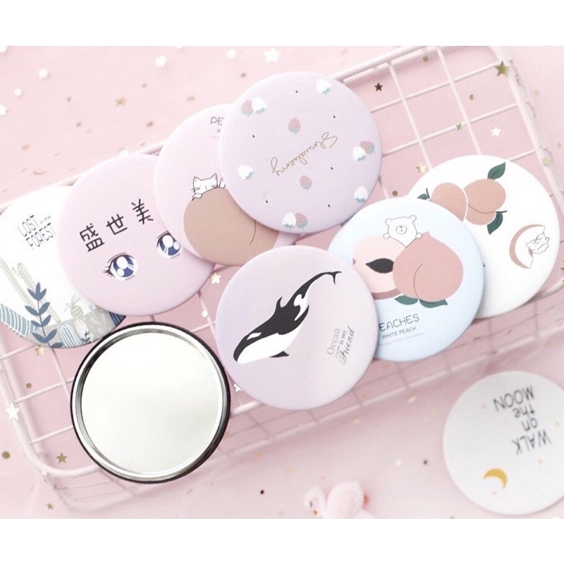 Jual KACA BULAT MINI KARAKTER/KACA TRAVELING/KACA MAKE UP | Shopee ...