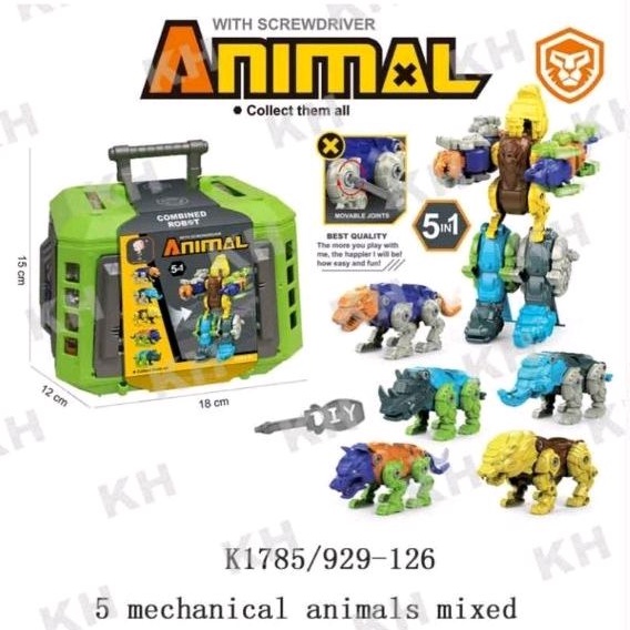 Jual Mainan Diy Mechanical Animals Robot 5 in 1 Assembly | Shopee Indonesia