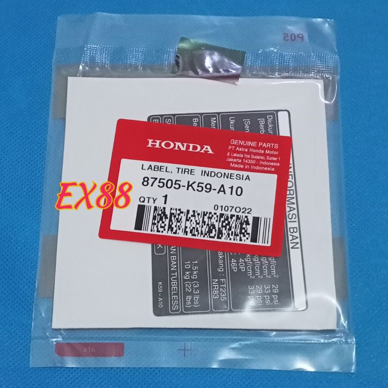 Jual LABEL / STIKER STICKER UKURAN INFORMASI BAN BEAT ECO K81 / VARIO ...