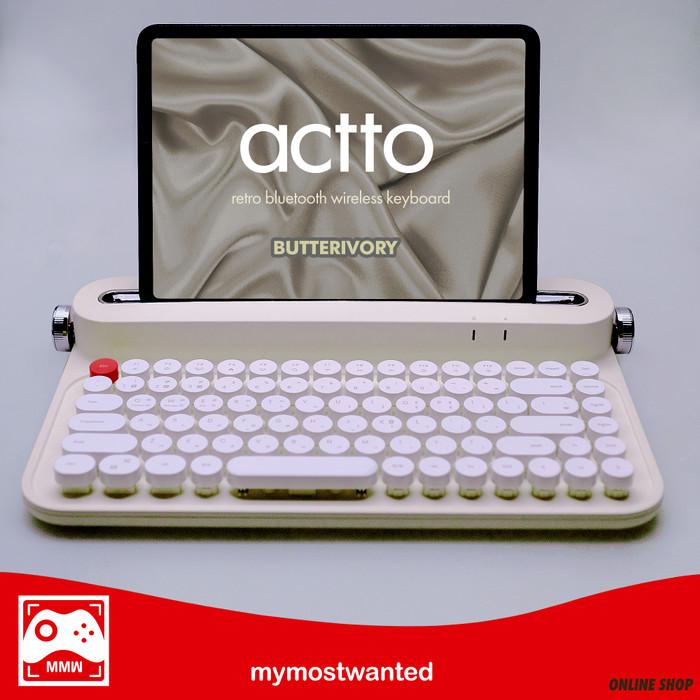 Jual Terlaris Keyb Actto Keyboard Bluetooth Wireless Keyboard Retro ...