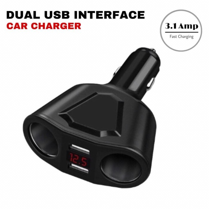 Jual FREE ONGKIR USB CHARGER MOBIL 2 PORT DAN SPLITTER SOCKET LIGHTER 2 ...