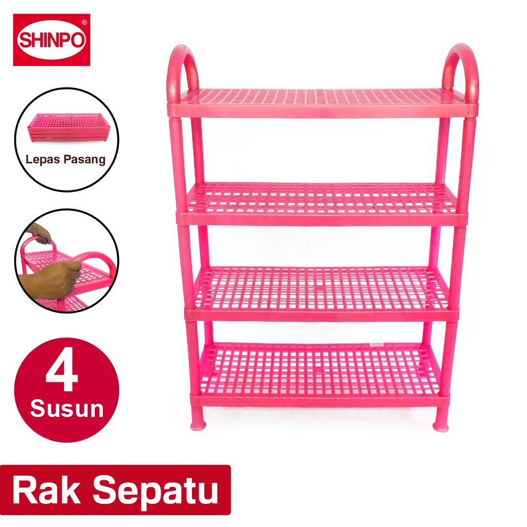 Jual Shinpo Rak Sepatu Plastik 4 Susun Tempat Penyimpanan Sandal Elite ...