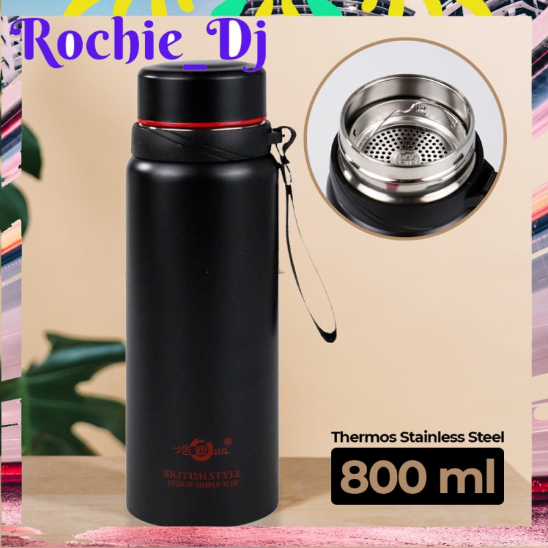 Jual BOTOL MINUM THERMOS STAINLESS STEEL 800 ML - HD-688 - HITAM ...