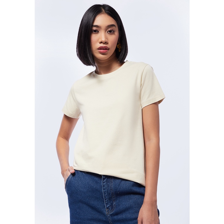 Jual Executive Basic Round Neck Cotton T-Shirt Natural | Shopee Indonesia