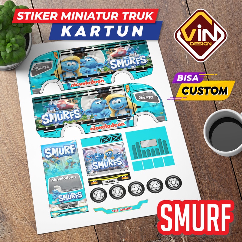 Jual STIKER MINIATUR TRUK / SMURF / KARTUN / POLA STICKER MINIATUR ...