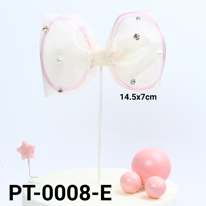 Jual GR-PT-0008 Cake topper hiasan kue pita putih pink biru ungu hitam ...