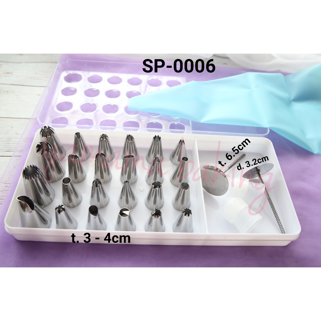 Jual SP-0006 Spuit set buttercream flower pipping bag silikon paku ...
