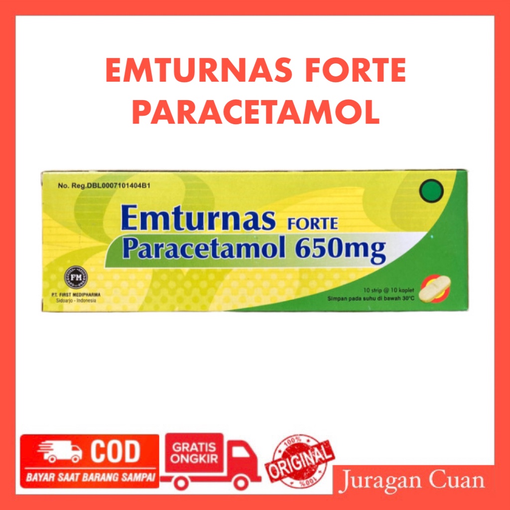 Jual EMTURNAS FORTE 650 MG OBAT PENURUN PANAS DEMAM 1 STRIP ISI 10 ...