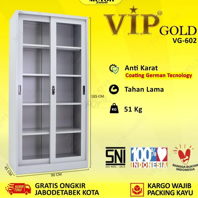 Jual VIP GOLD VG-602 lemari arsip besi pintu sliding kaca | Shopee ...