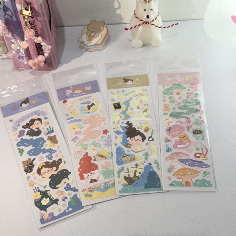 Jual sticker korean deco photocard cute girl music mermaid glitter ...