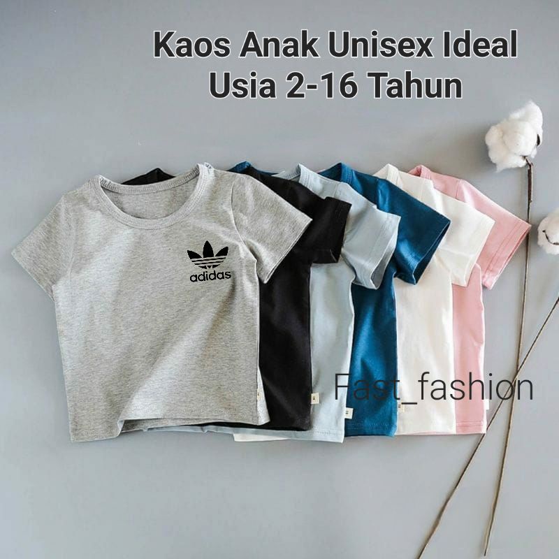 Jual Kaos Anak ADDS Ideal Usia 2-16 Unisex Cewek Cowok Pakaian Anak Anak Oblong Anak Unisex ...