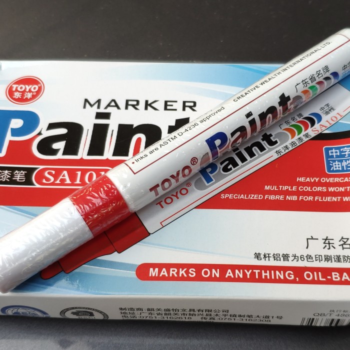 Jual Spidol Ban Sepeda Motor Mobil Paint Marker Toyo Warna Merah ...