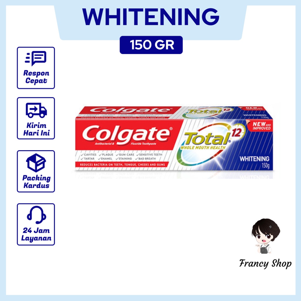 Jual Colgate Total Whitening Pasta Gigi 150 gr Putih | Shopee Indonesia