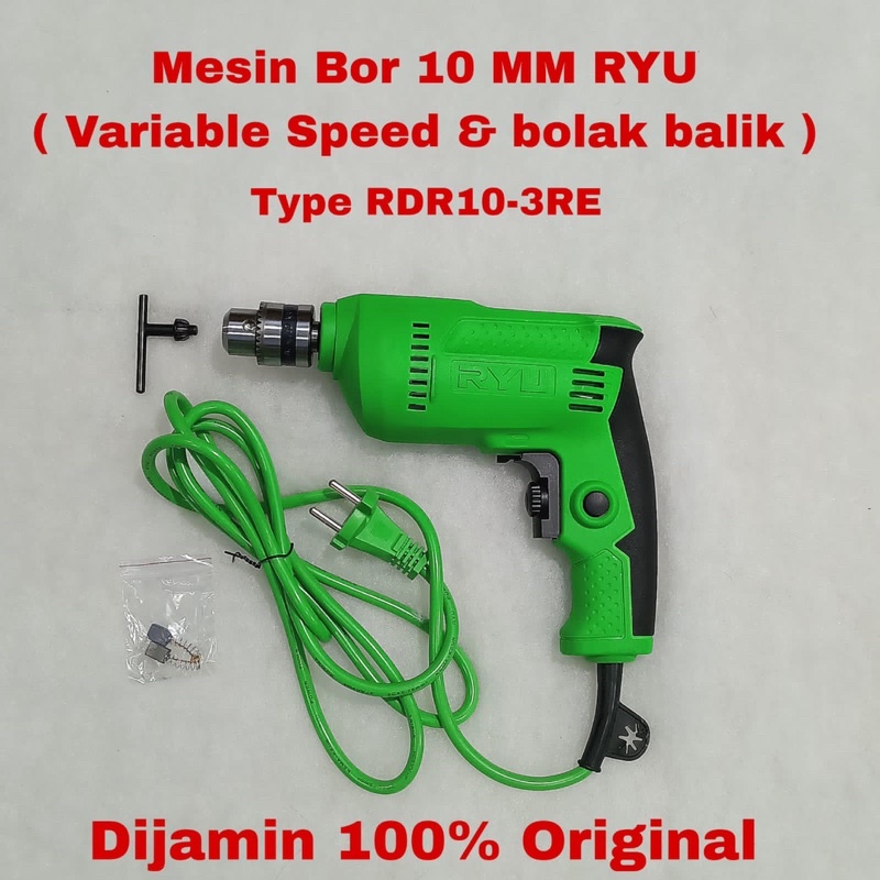 Jual Mesin Bor 10MM RYU - Hand Drill Variable Speed 10 MM Bor Tangan ...