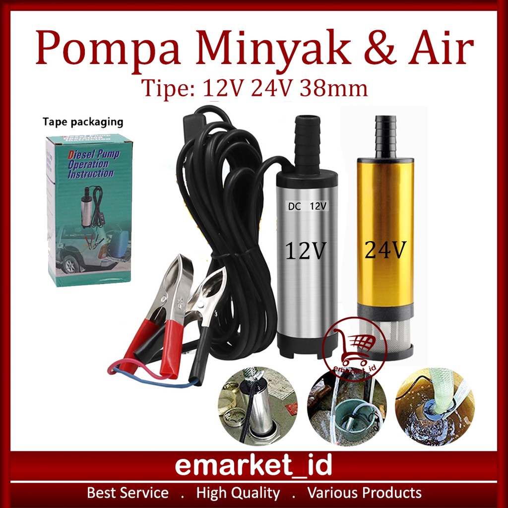 Jual Pompa Minyak Celup Air Mini DC 12V 24V 38mm / Oli Diesel Solar ...
