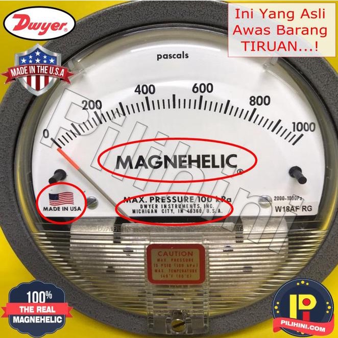 Jual Dwyer Magnehelic 0-1000 Pascal Differential Pressure Gauge ...