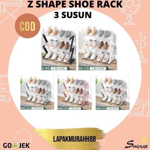 Jual [KODE 99QGP] RAK SENDAL SEPATU 3 SUSUN MODEL ZIGZAG Z SHAPE SHOE ...