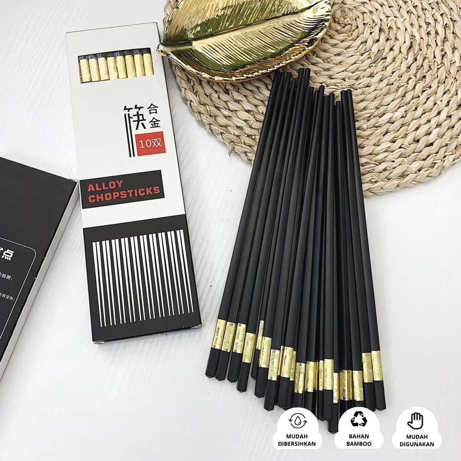 Jual Terheboh UNNISO - Sumpit Makan Melamin Set Luxurious Hitam Japan ...