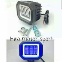 Jual lampu led kotak dengan ring biru Hiro Motor Sport | Shopee Indonesia