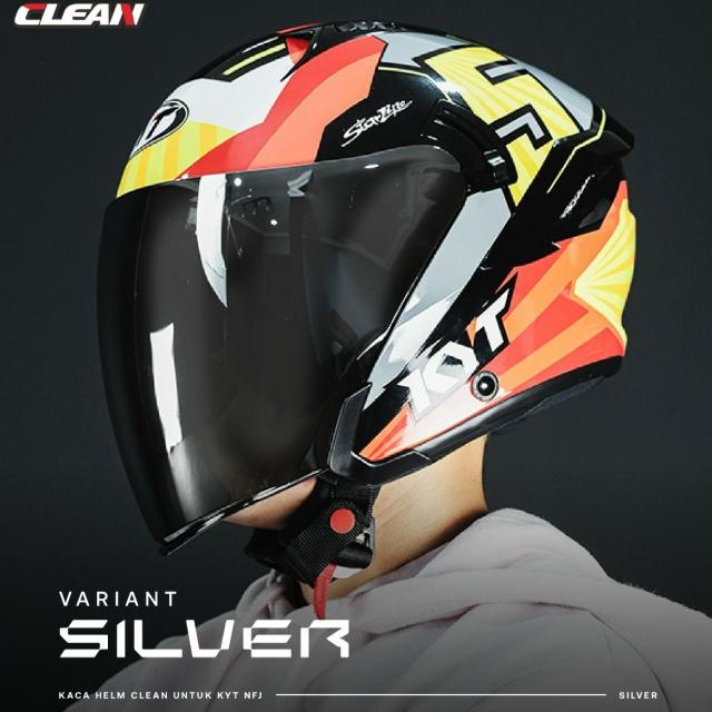 Jual CLEAN KACA HELM (NO.43) KYT HALF FACE NFJ SILVER | Shopee Indonesia
