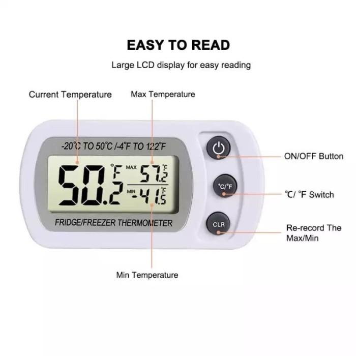 Jual Termometer Digital Kulkas Freezer in out Tahan Air LCD Lebar ...
