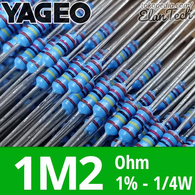 Jual Resistor Yageo 1M2 1/4W 1% 0.25W 1/4 W 1.2 Mega Ohm Elan73c ...