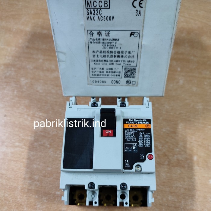 Jual NFB MCCB 3P 3A SA33C persamaan BW32AAG Fuji electric original ...