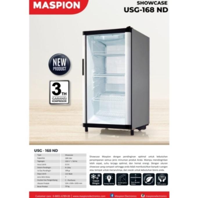 Jual New Lemari Display / Showcase Maspion Usg-168 Nd 168L 3Rak Limited ...