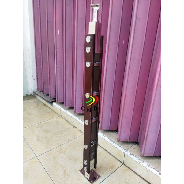 Jual Tiang railing tangga kayu/Tiang railing stainless kombinasi kayu ...