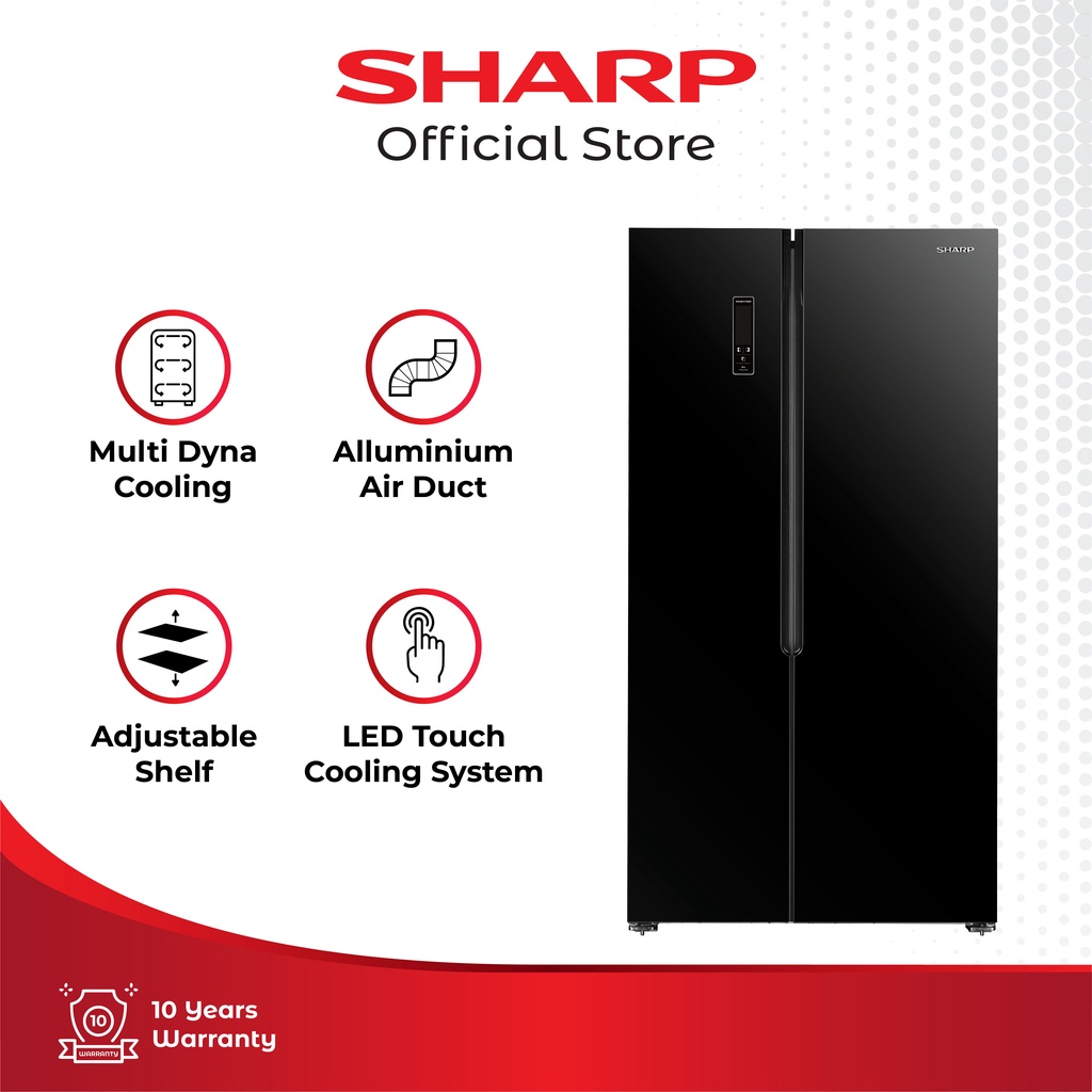 Jual Refrigerator 2 Door Side by Side SJ-IS61G-BK (563 L) | Shopee Indonesia