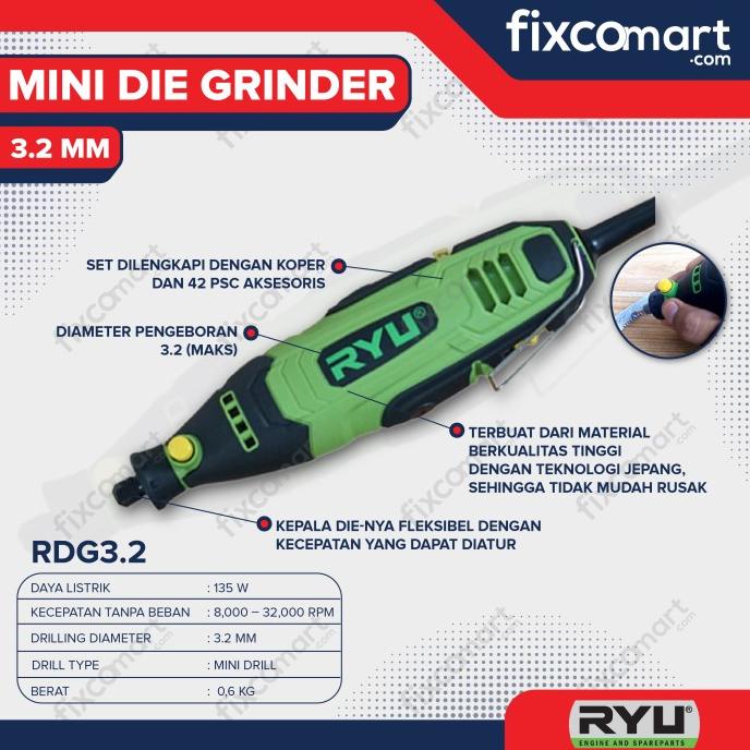 Jual RYU Mini Die Grinder / Mesin Gerinda / Gerinda Botol / Tuner RDG 3 ...