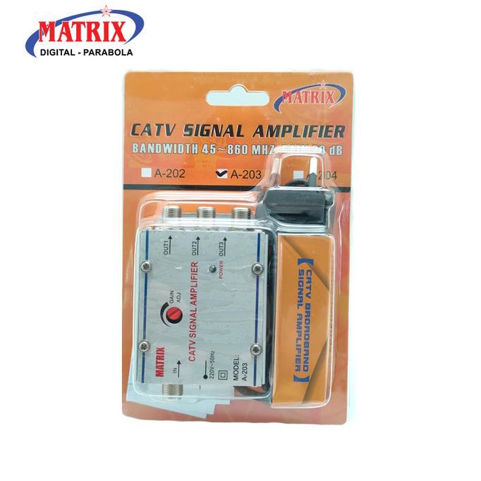 Jual BOOSTER INDOOR DAN SPLITER MATRIX A-203 PENGUAT SINYAL TV 3 WAY ...