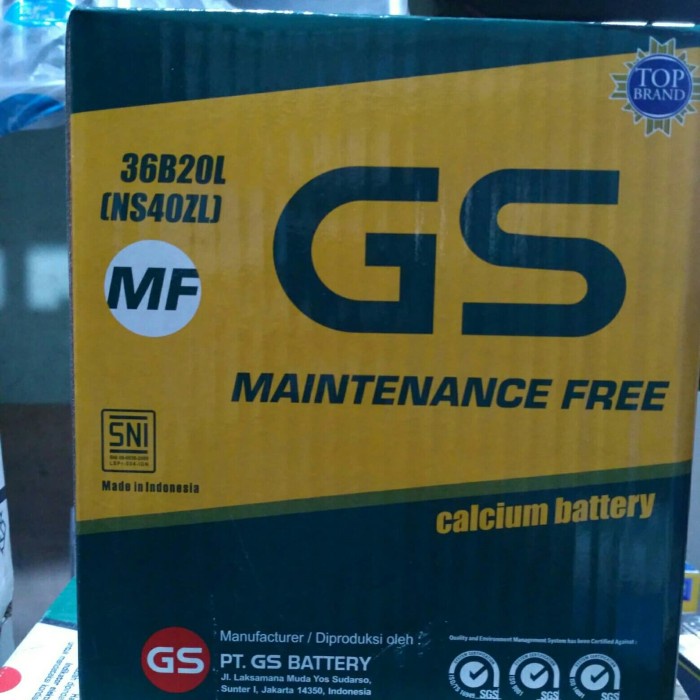 Jual PREMIUM AKI MOBIL / BATTERY GS ASTRA TYPE GS MF 36B20L / NS40ZL 12V 35AH ORIGINAL TERBARU ...