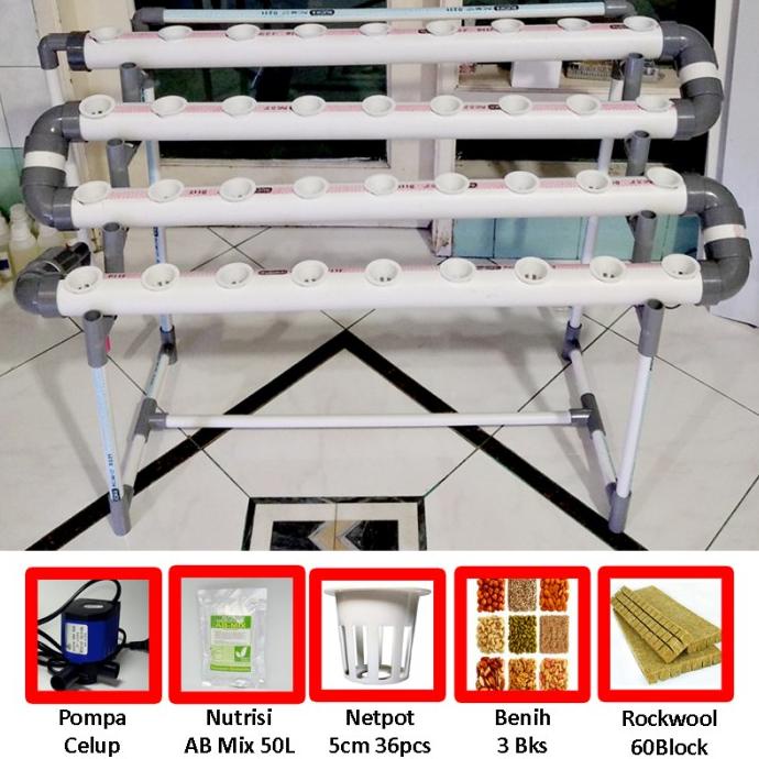 Jual PAKET INSTALASI MODUL HIDROPONIK SET STARTER KIT NFT PIPA 2 DIM ...