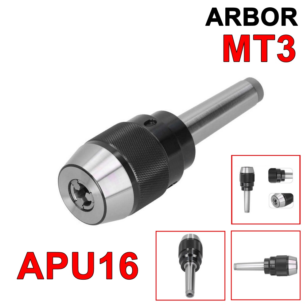 Jual Arbor MT3 APU16 Chuck Drill 16 Morse Taper MT 3 Milling Shank MTA ...