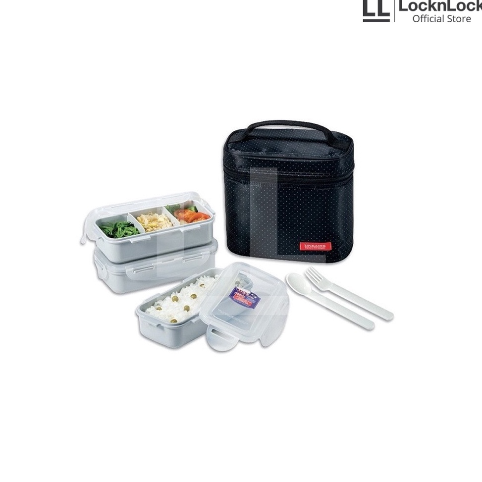 Jual HARGA TERMURAAH LocknLock - Lunch Box Set 3PCS - Black Bag (FREE ...