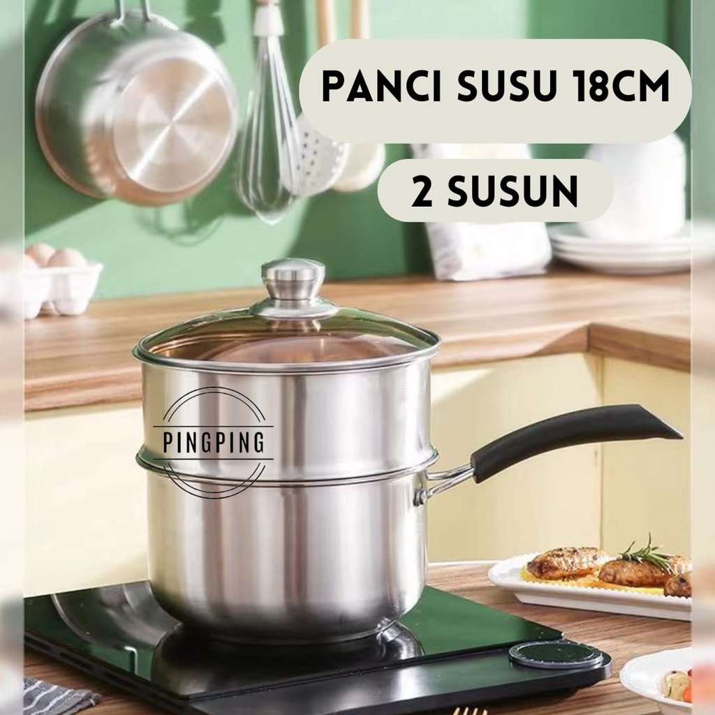 Jual Panci susu tingkat steamer 2in1 stainless steel 18cm | Shopee ...