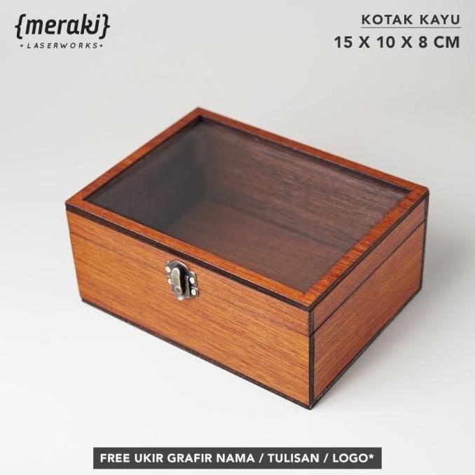 Jual KOTAK KAYU AKRILIK 15X10X8 ENGSEL BOX KAYU AKRILIK CUSTOM TULISAN ...