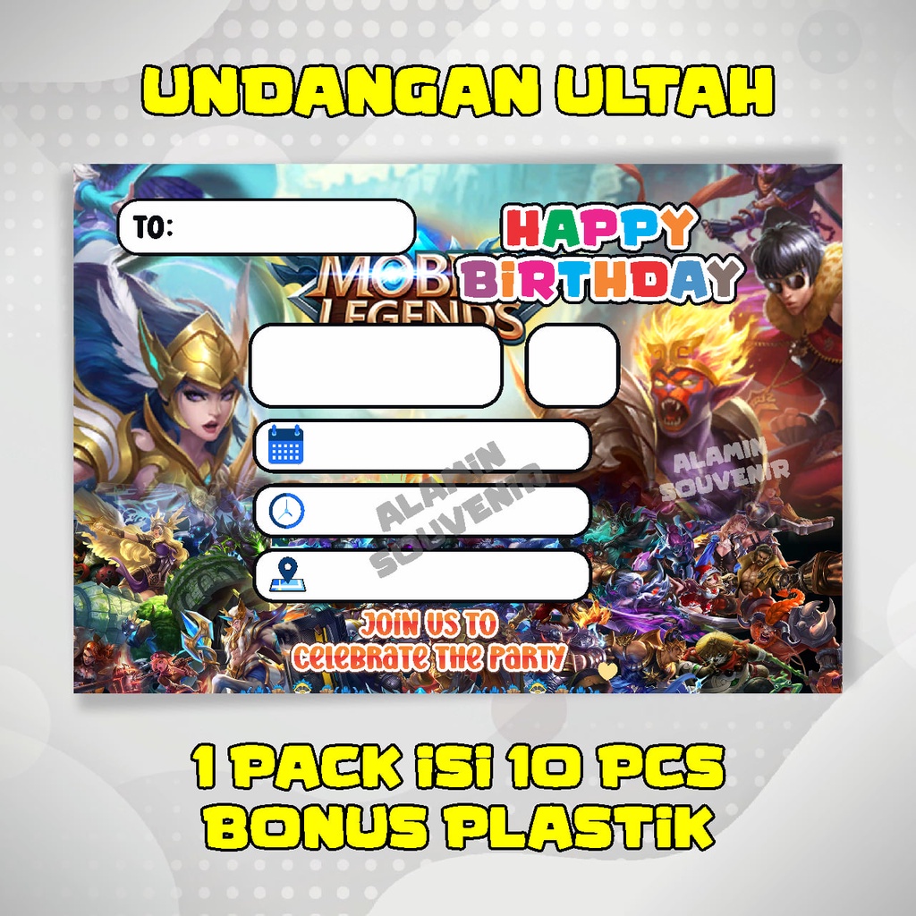 Jual Kartu Undangan Ulang Tahun Gambar Mobile Game Legend | Shopee ...